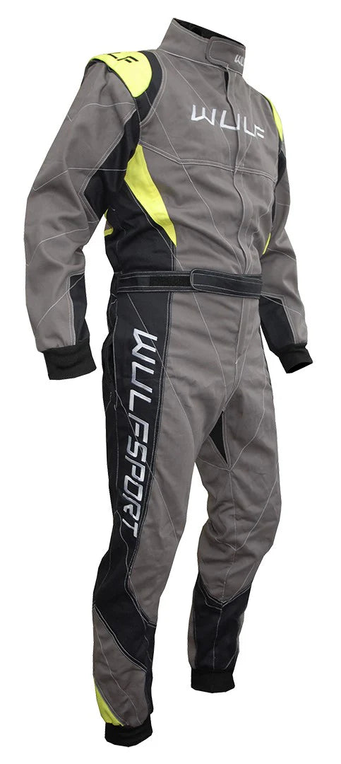 Wulfsport Adults Proban Racing Suit - Flame Retardant - Grey / Yellow ...